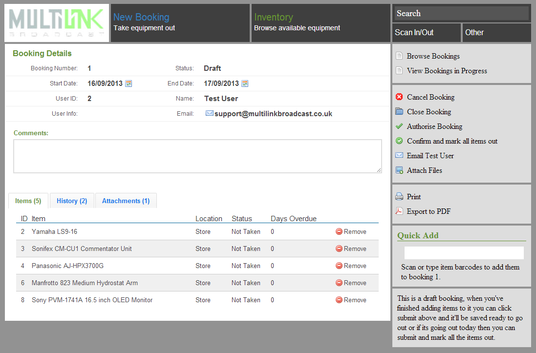 CLR Booking and Asset Management Software – Multilink Broadcast